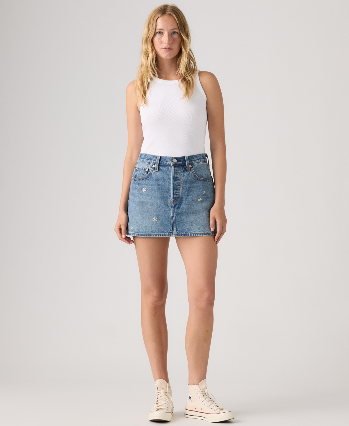 Click here for Levis Womens Icon Cotton Denim Skirt - Bee In The... prices