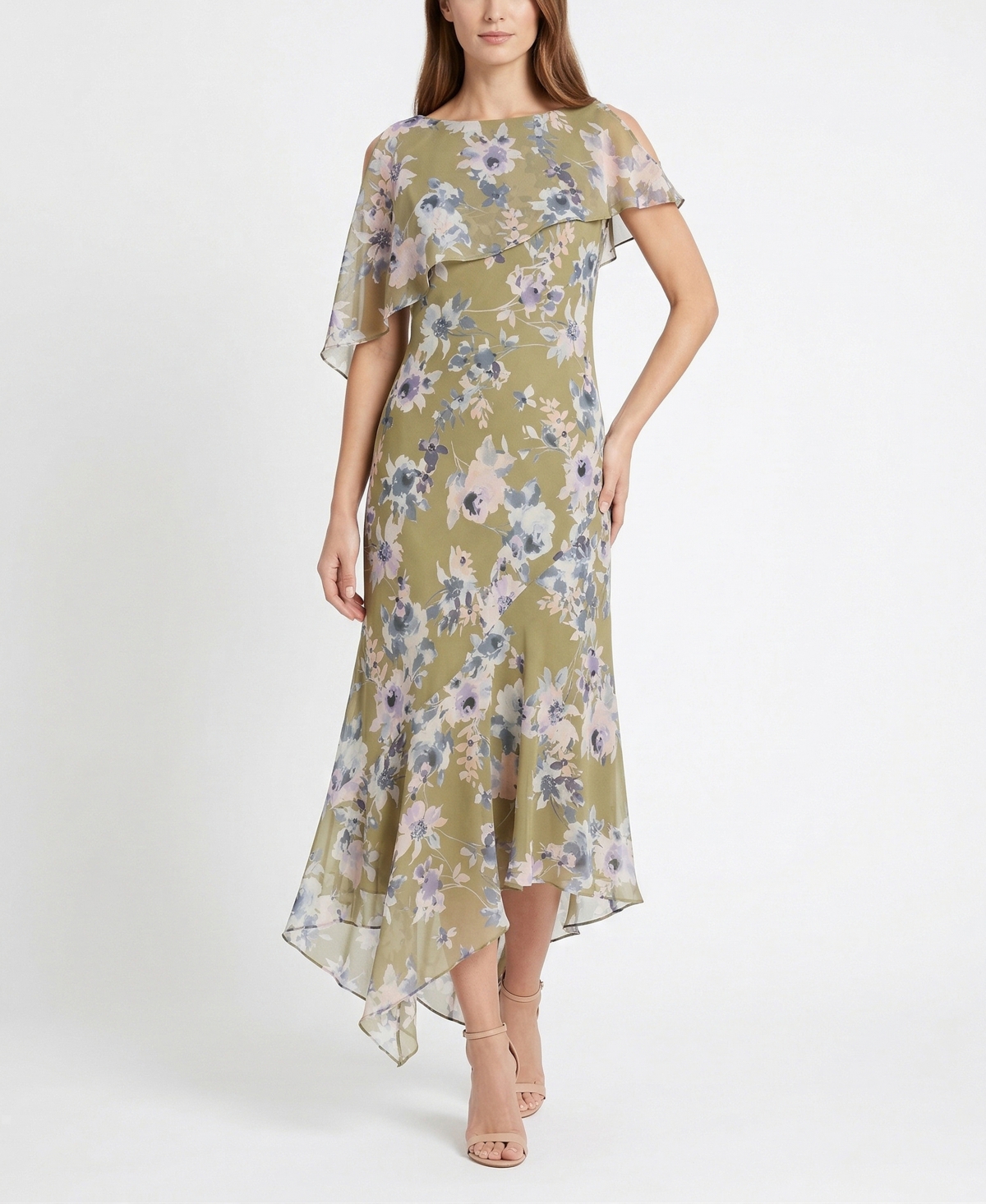 Click here for Taylor Womens Floral Print Capelet Fit & Flare Cre... prices