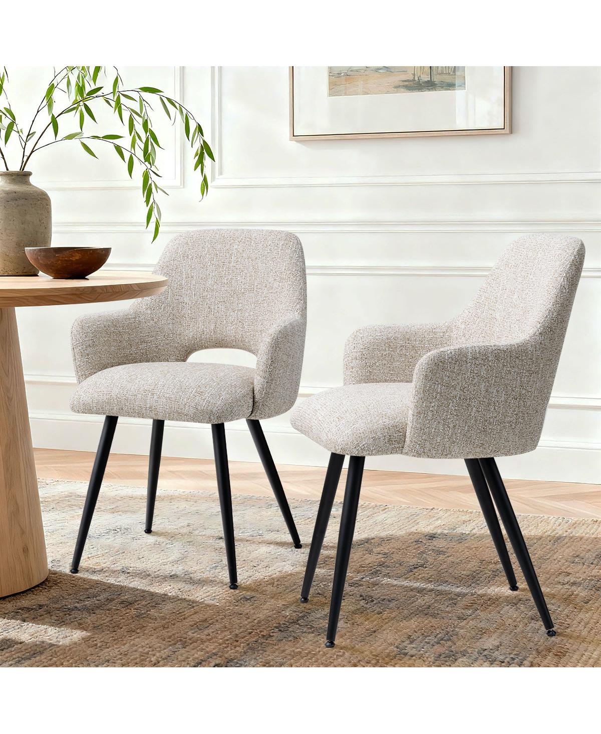 Click here for Maison Boucle Set of 2 Upholstered Arm Dining Chai... prices