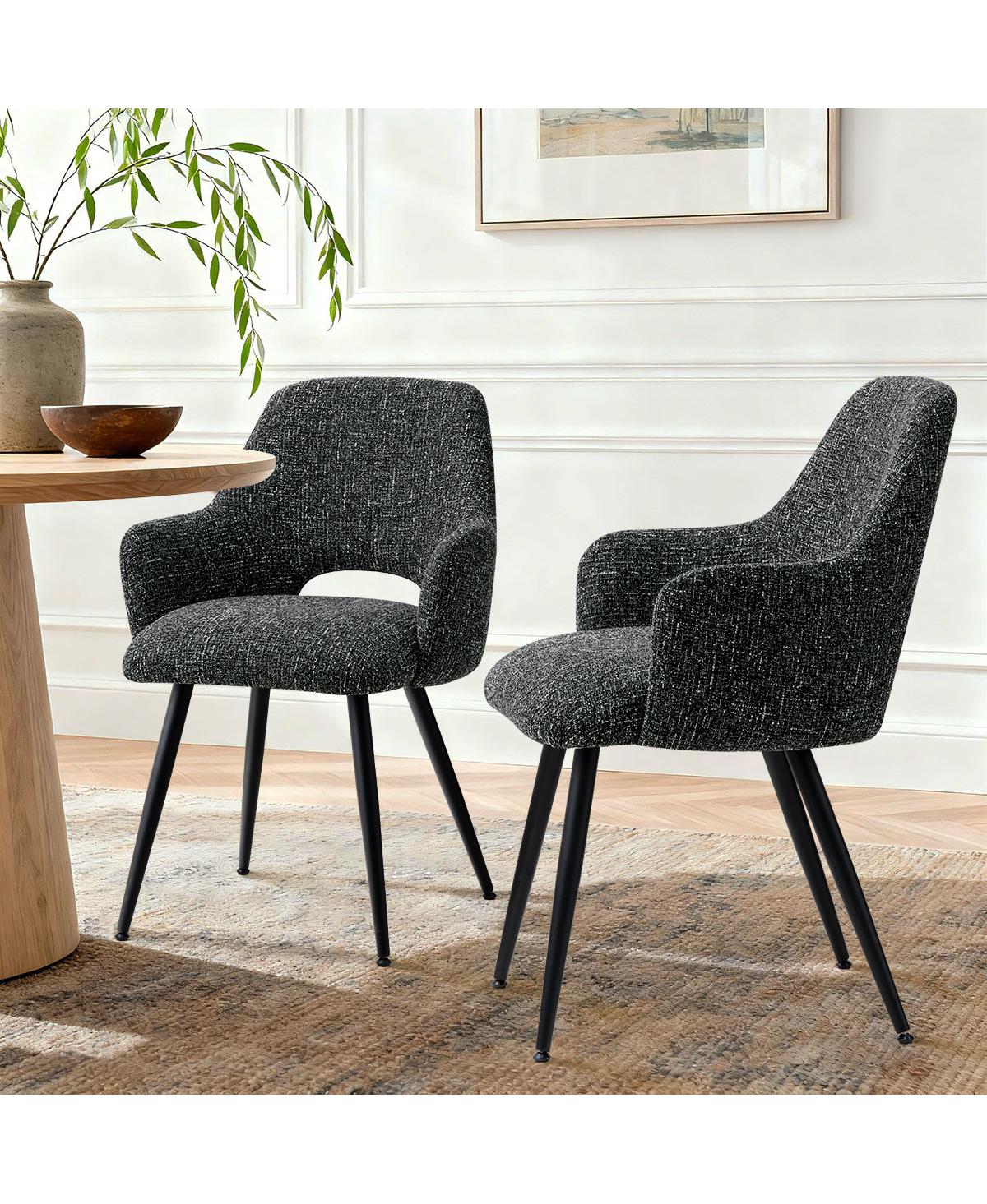 Click here for Maison Boucle Set of 2 Upholstered Arm Dining Chai... prices
