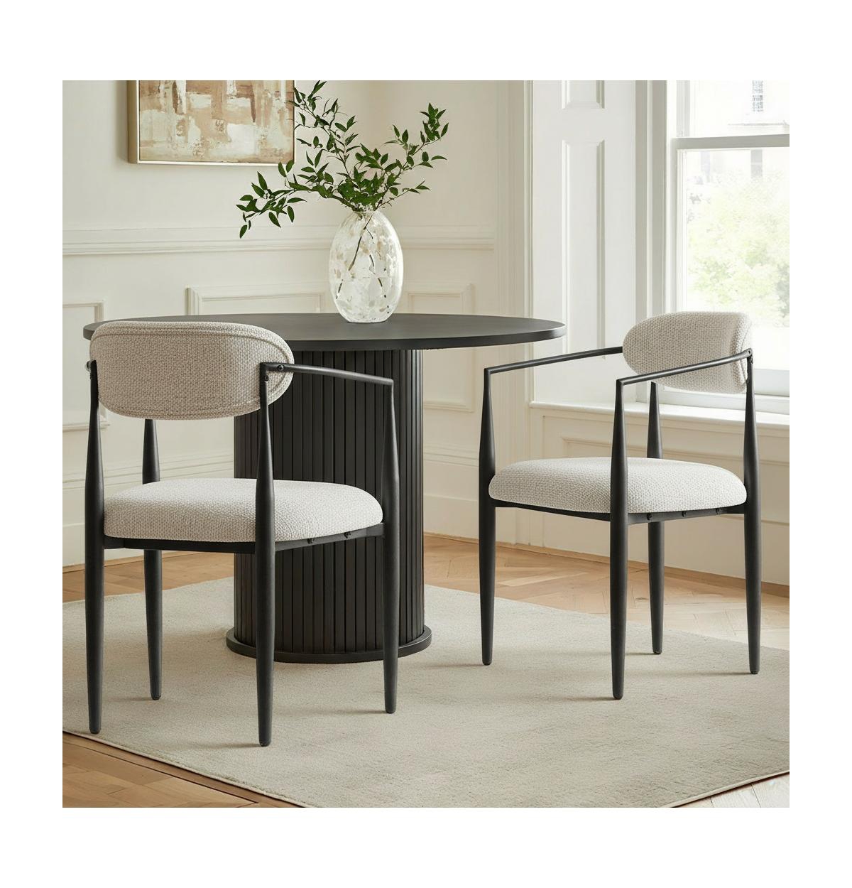 Click here for Maison Boucle Wide Upholstered Dining Chairs Set o... prices