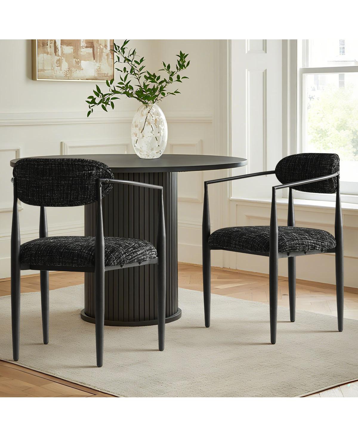 Click here for Maison Boucle Wide Upholstered Dining Chairs Set o... prices