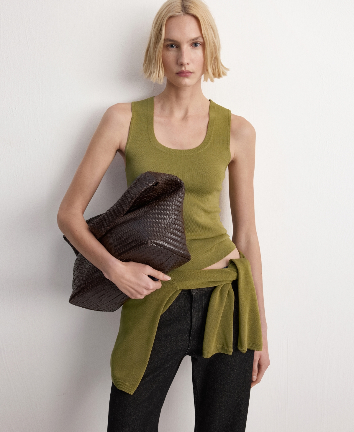 Click here for Mango Womens Round-Neck Knitted Top - Green prices