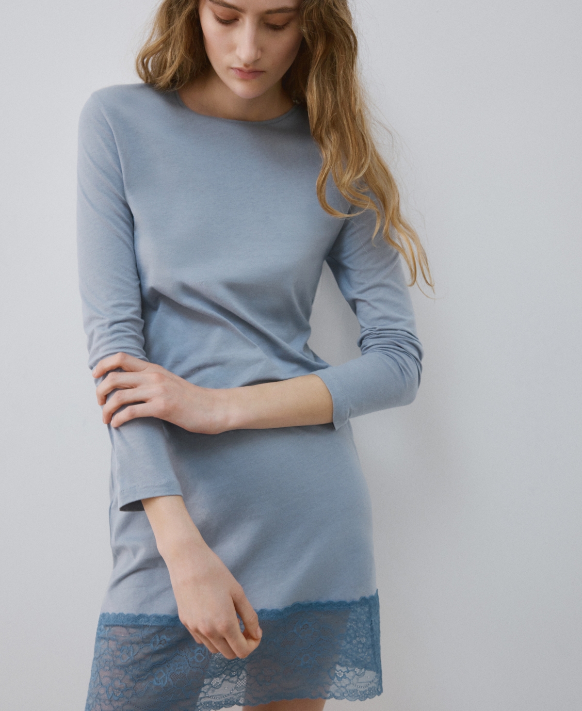 Click here for Mango Womens Embroidered Detail Nightgown - Blue prices
