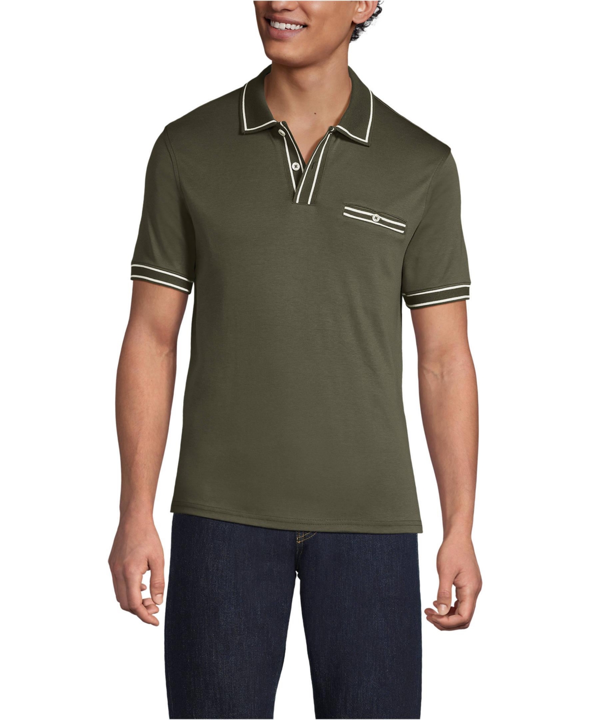 Click here for Lands End Mens Short Sleeve Tipped Welt Pocket Per... prices