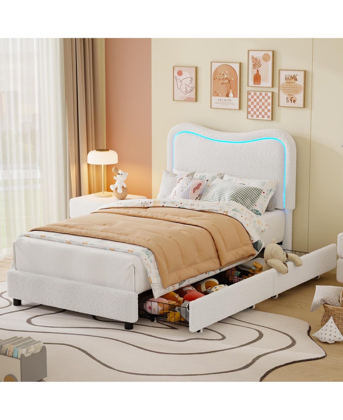 Click here for Homfan Boucle Upholstered Bed Frame with 2 Storage... prices