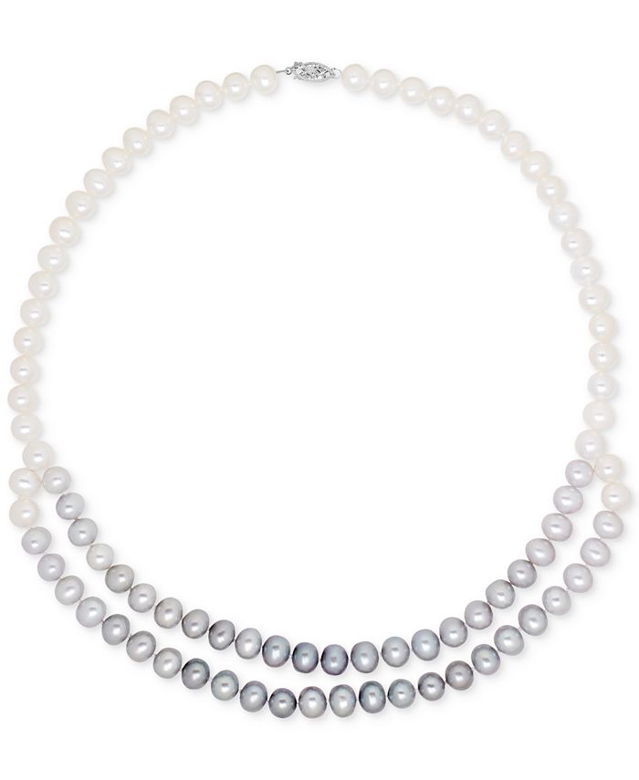 Honora Cultured Freshwater Pearl 7mm Gray Ombré Double Strand