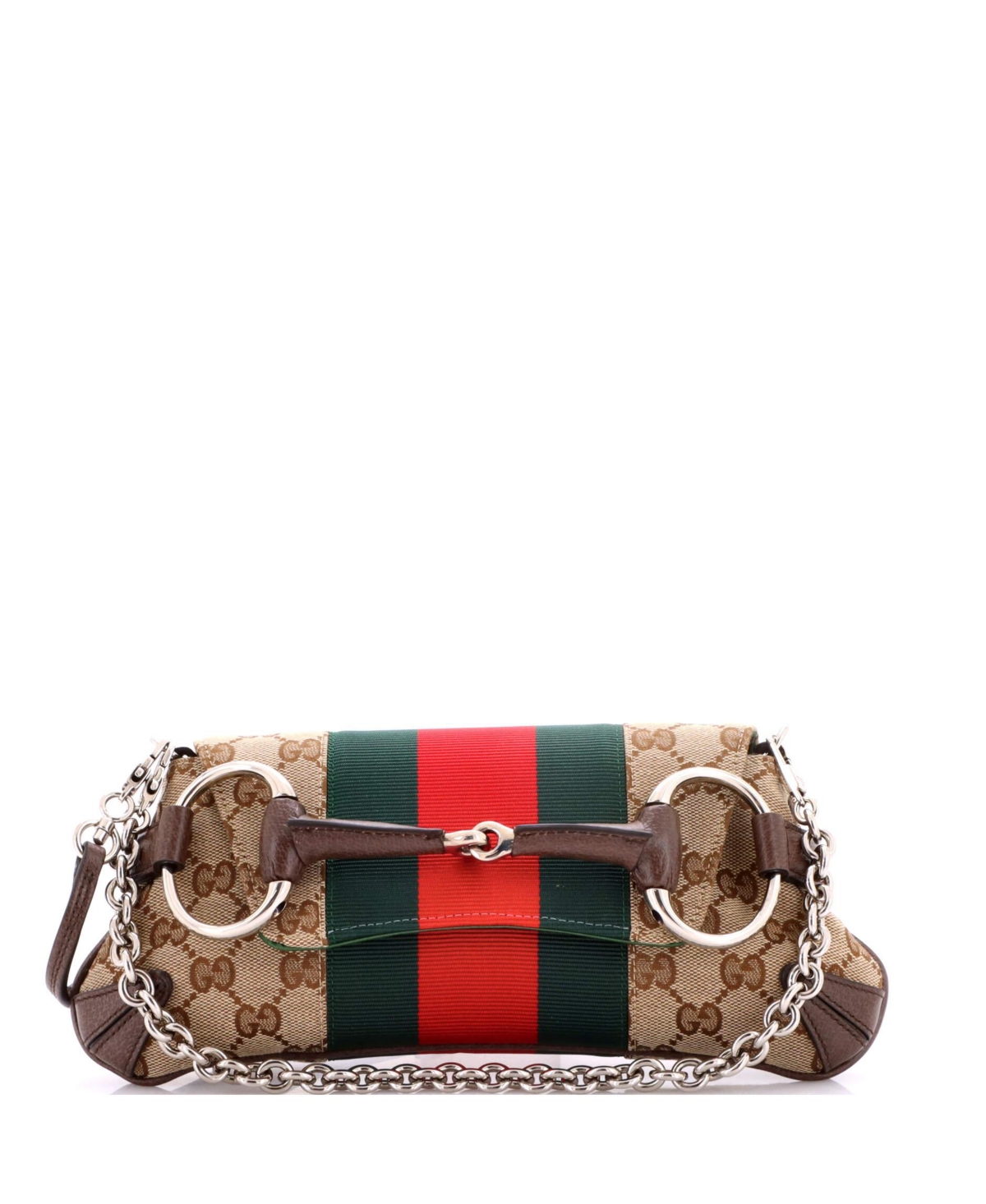 Click here for Pre-Owned Gucci Small Horsebit Nm Web Chain Clutch... prices