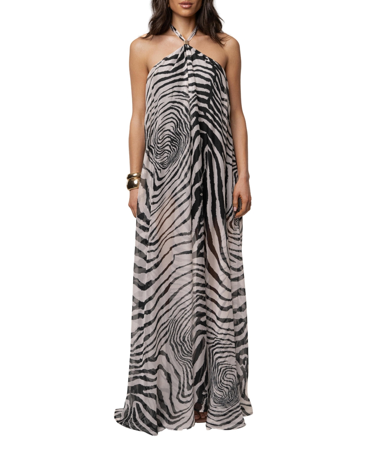 Click here for Jluxlabel Womens Jolene Halter Dress - Zebra print prices
