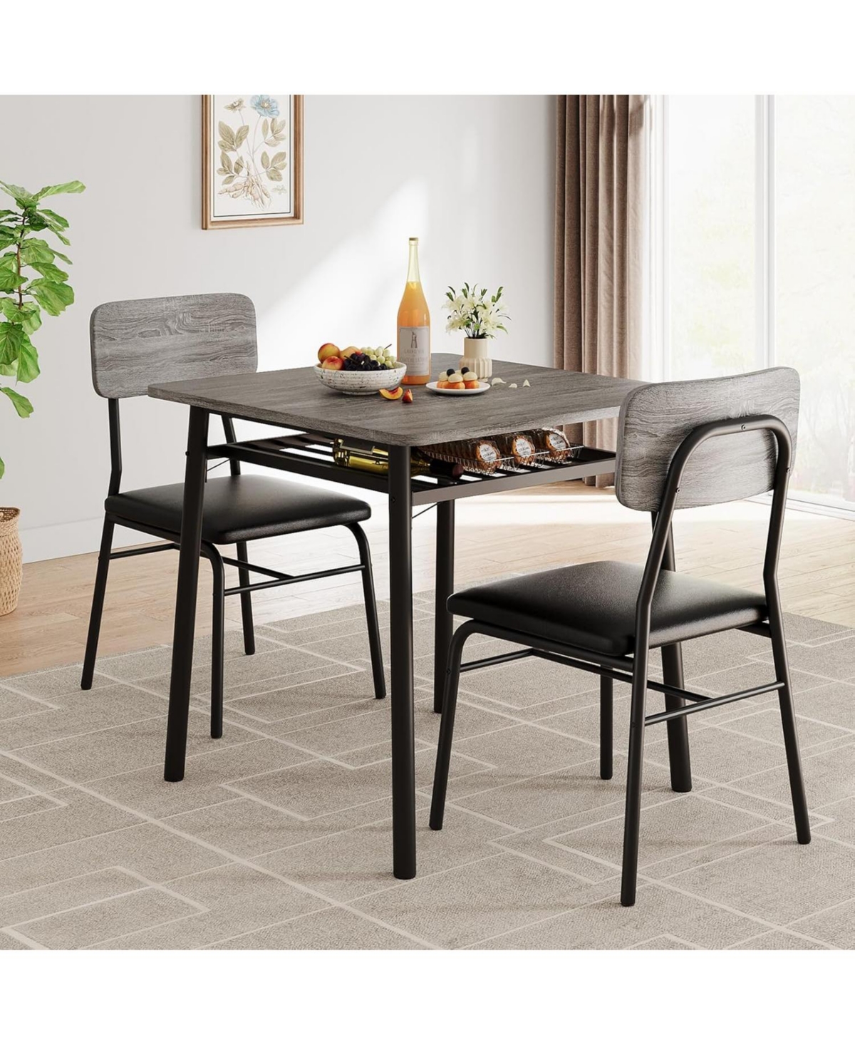 Click here for gaomon 3-Piece Square Dining Set for 2 with Storag... prices