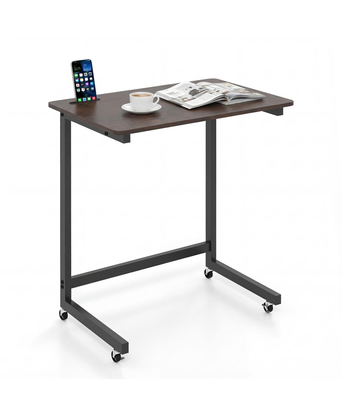 Click here for Gymax C-shaped End Table w/Wheels Built-in Phone S... prices