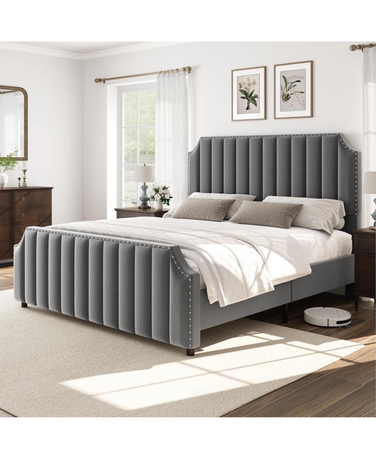 Click here for gaomon Velvet Upholstered Platform Bed with Tall T... prices