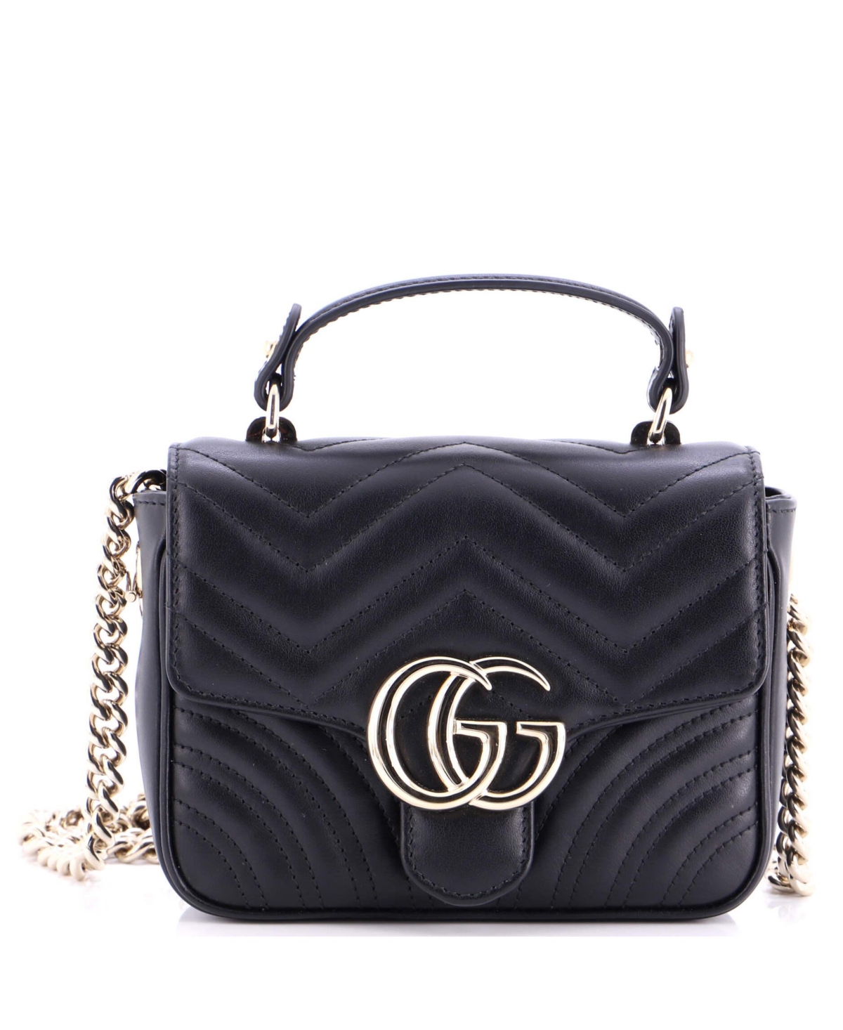 Click here for Pre-Owned Gucci Mini Gg Marmont Top Handle Chain F... prices