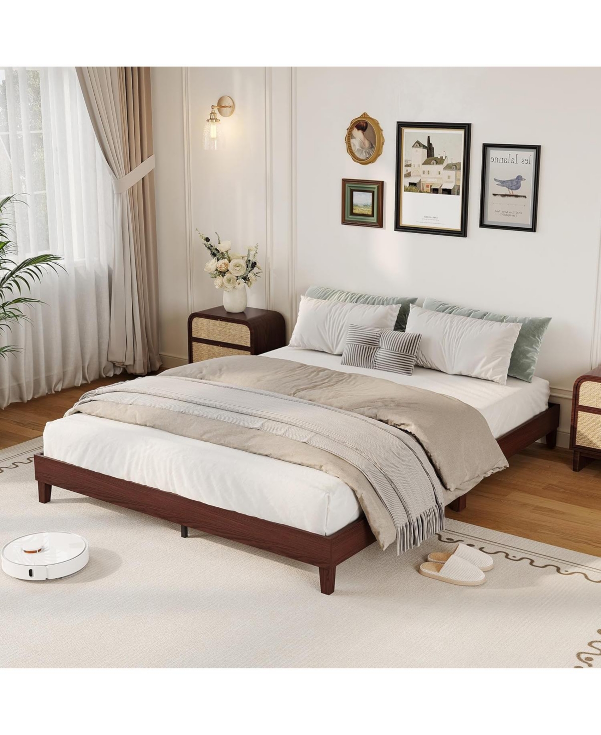 Click here for gaomon Bed Frame 9 Inch Natural Sturdy Wood Platfo... prices