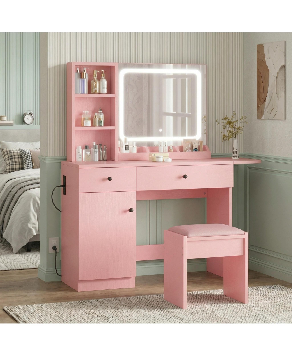 Click here for Homfan Led Lighted Vanity Desk Set with Power Outl... prices