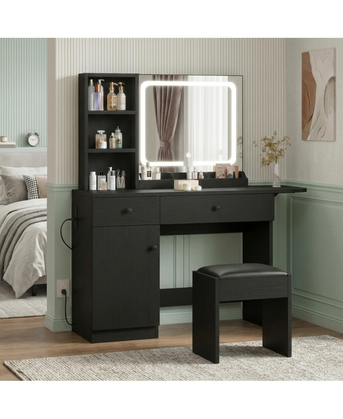 Click here for Homfan Led Lighted Vanity Desk Set with Power Outl... prices