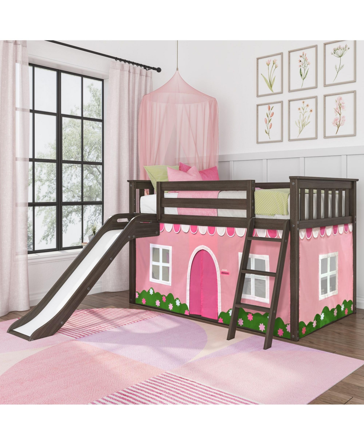 Click here for Max & Lily Low Bunk With Easy Slide and Light Pink... prices
