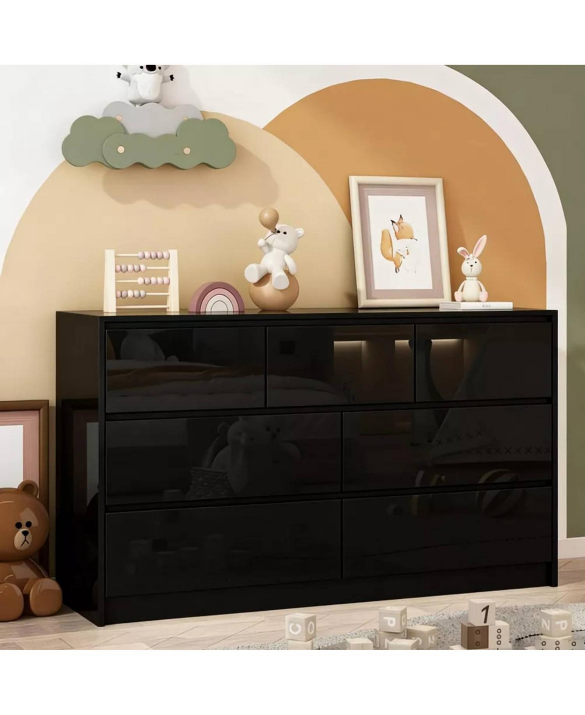 Click here for gaomon 55 Full High Gloss Dresser with 7 Drawers... prices