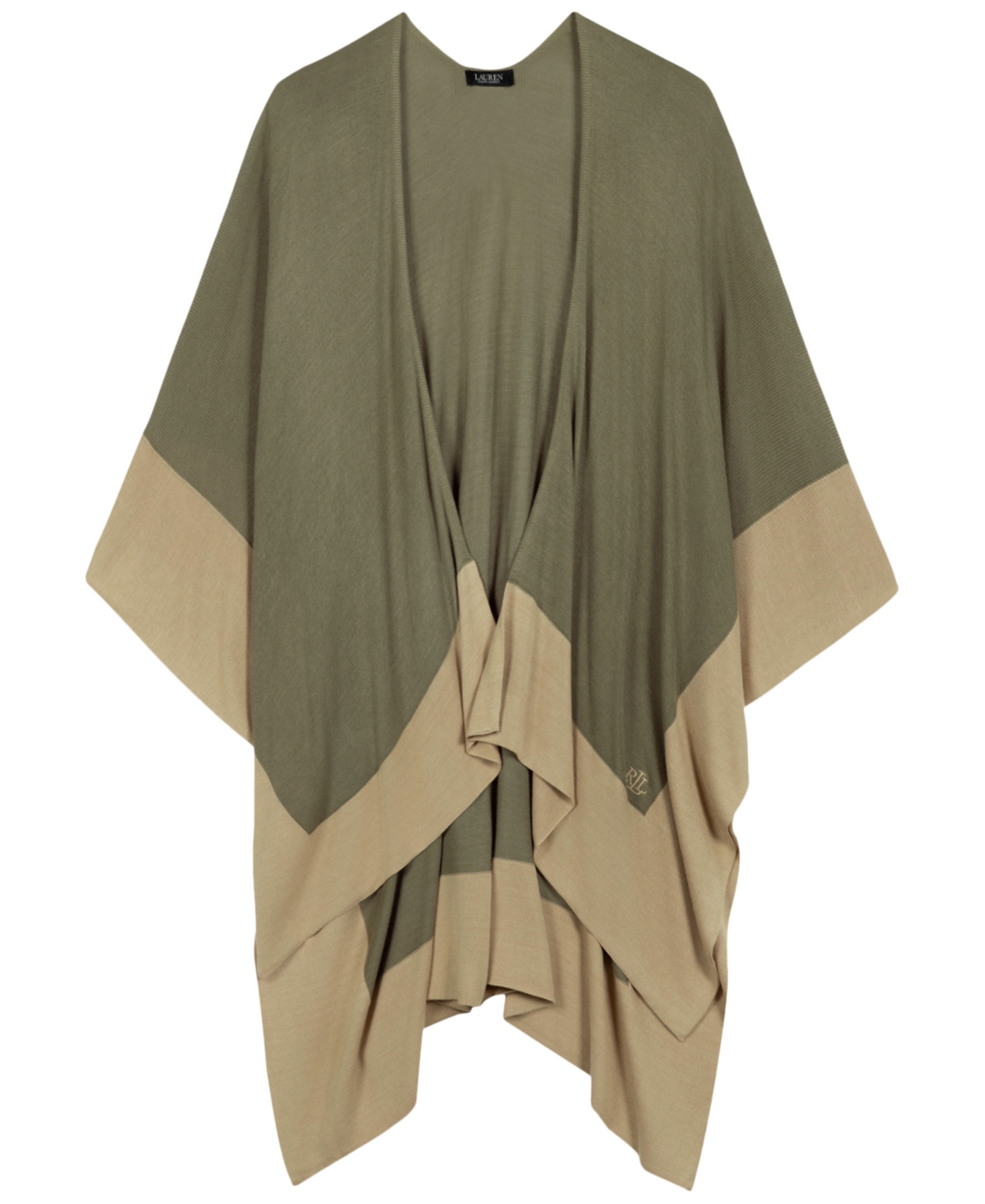 Click here for Lauren Ralph Lauren Tissue Weight Border Ruana - L... prices