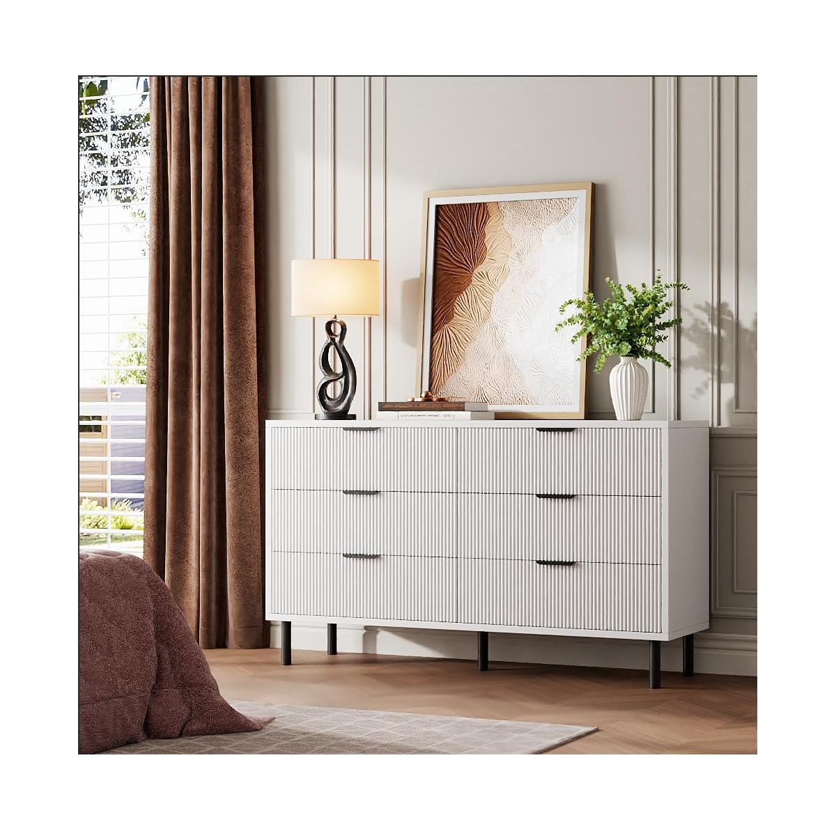 Click here for gaomon 6-Drawer Fluted Dresser for Bedroom  Modern... prices