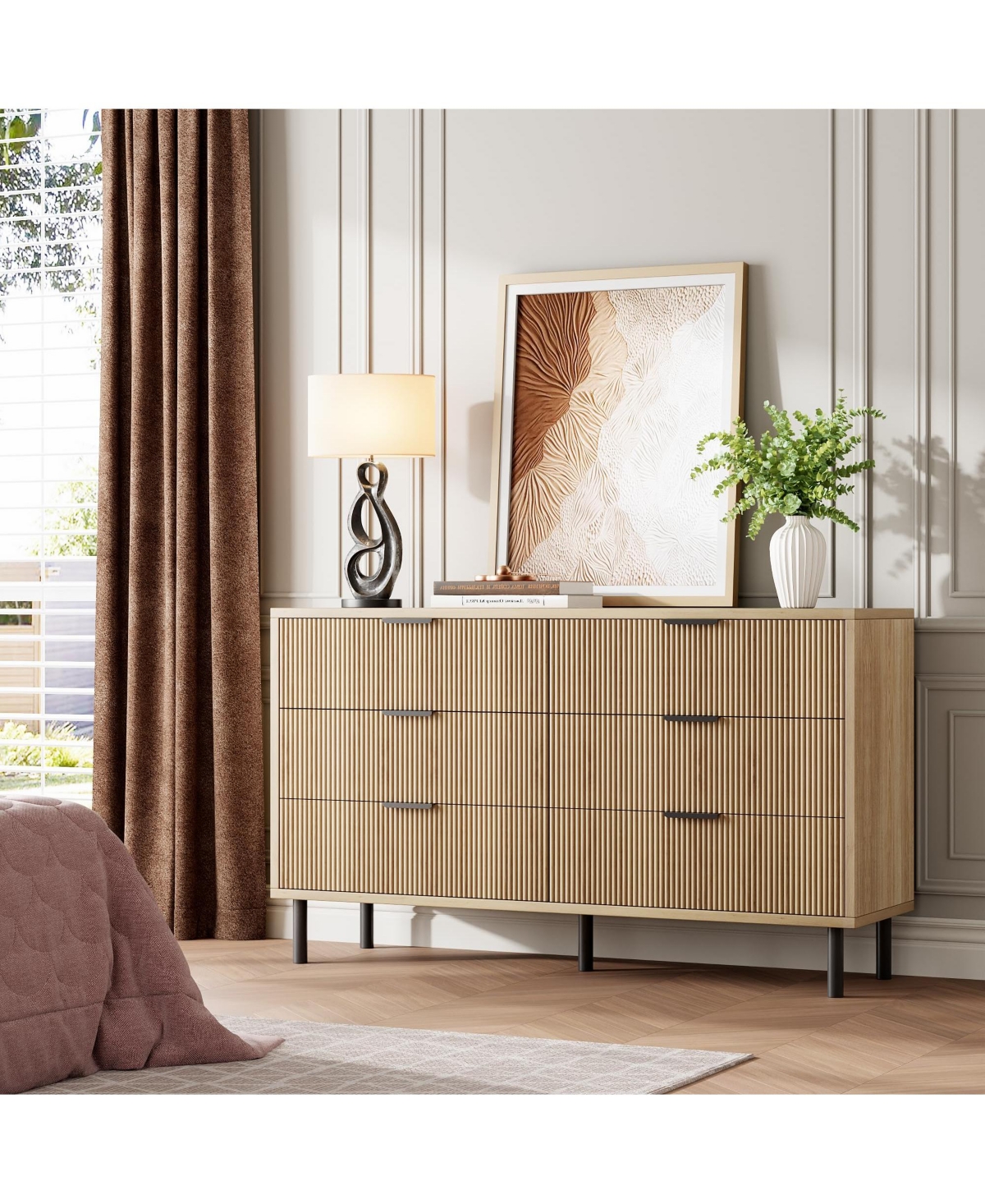 Click here for gaomon 6-Drawer Fluted Dresser for Bedroom  Modern... prices