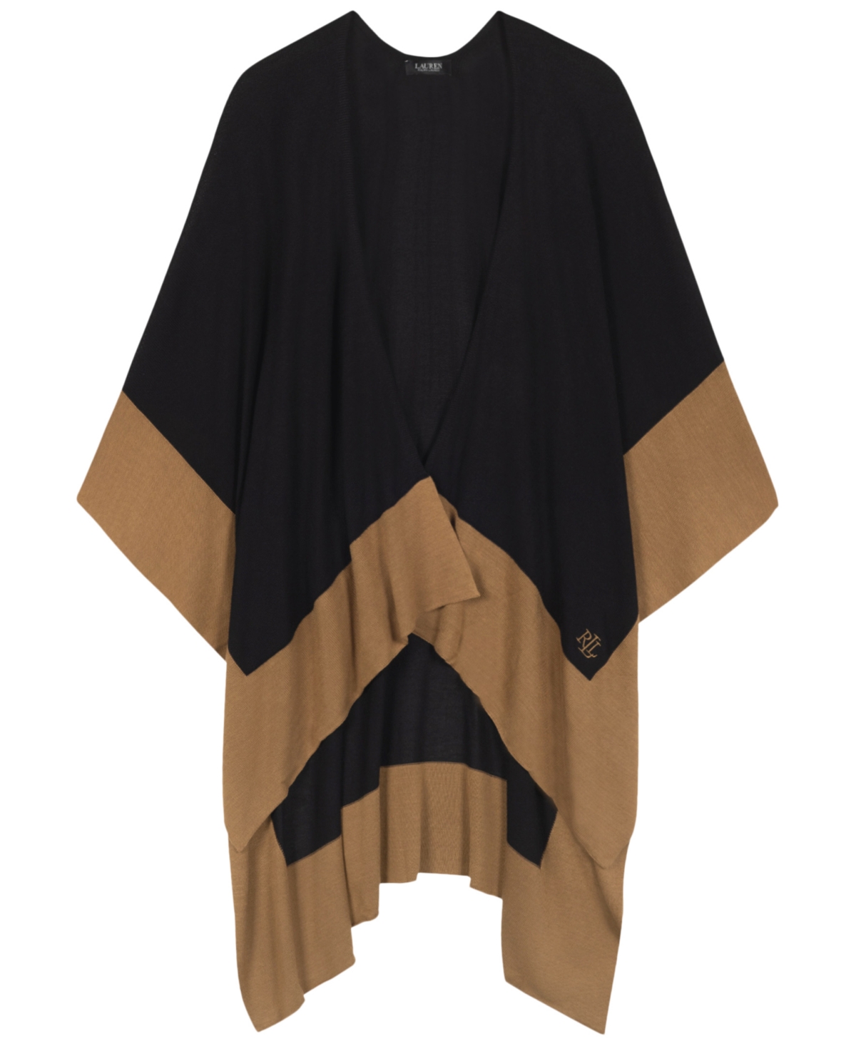 Click here for Lauren Ralph Lauren Tissue Weight Border Ruana - B... prices