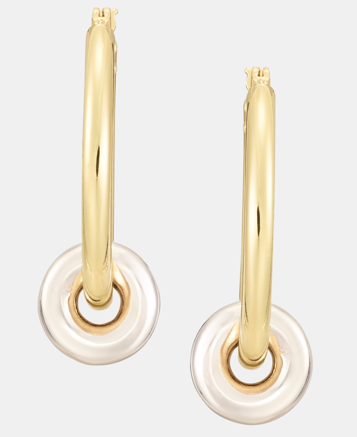 Click here for Dkny Puffy Rondelle Bead Charm Hoop Earrings - T-T... prices