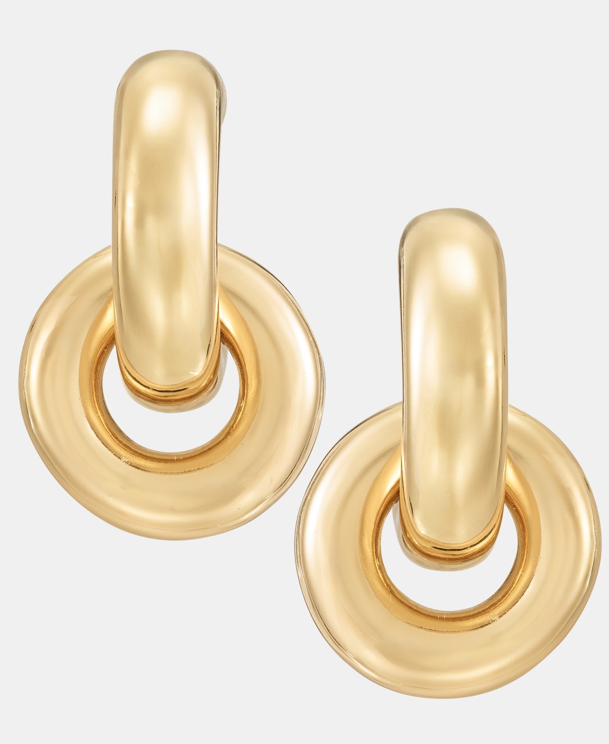 Click here for Dkny Puffy Door Knocker Drop Earrings - Gold prices