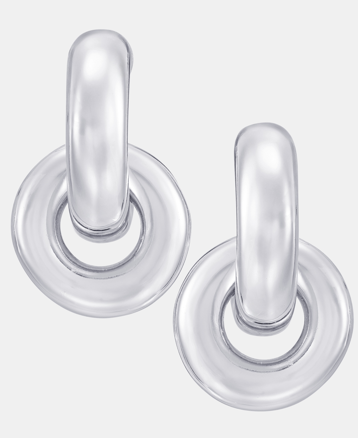 Click here for Dkny Puffy Door Knocker Drop Earrings - Silver prices