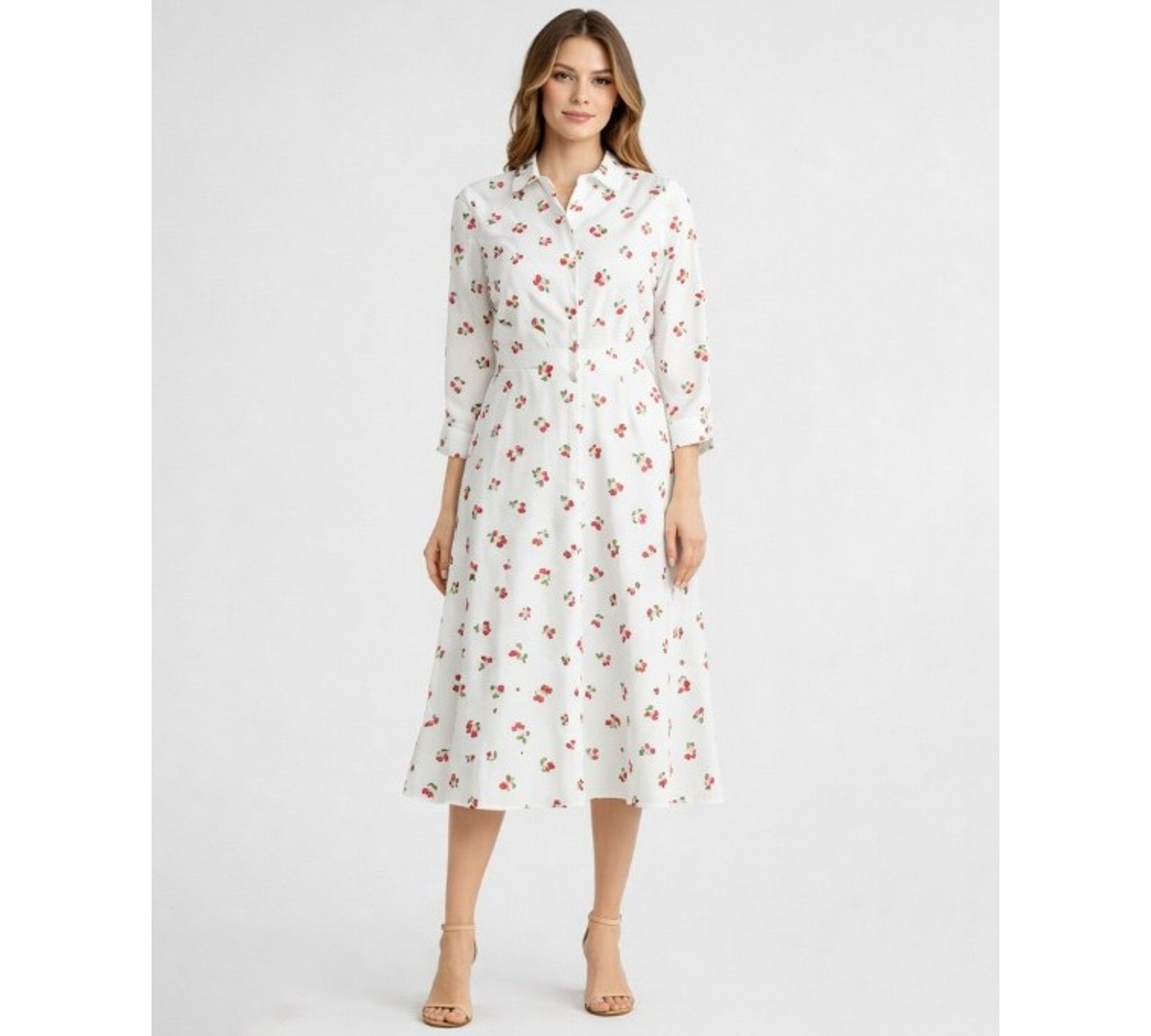 Click here for Sam Edelman Womens Cherry Print Collared Midi Shir... prices