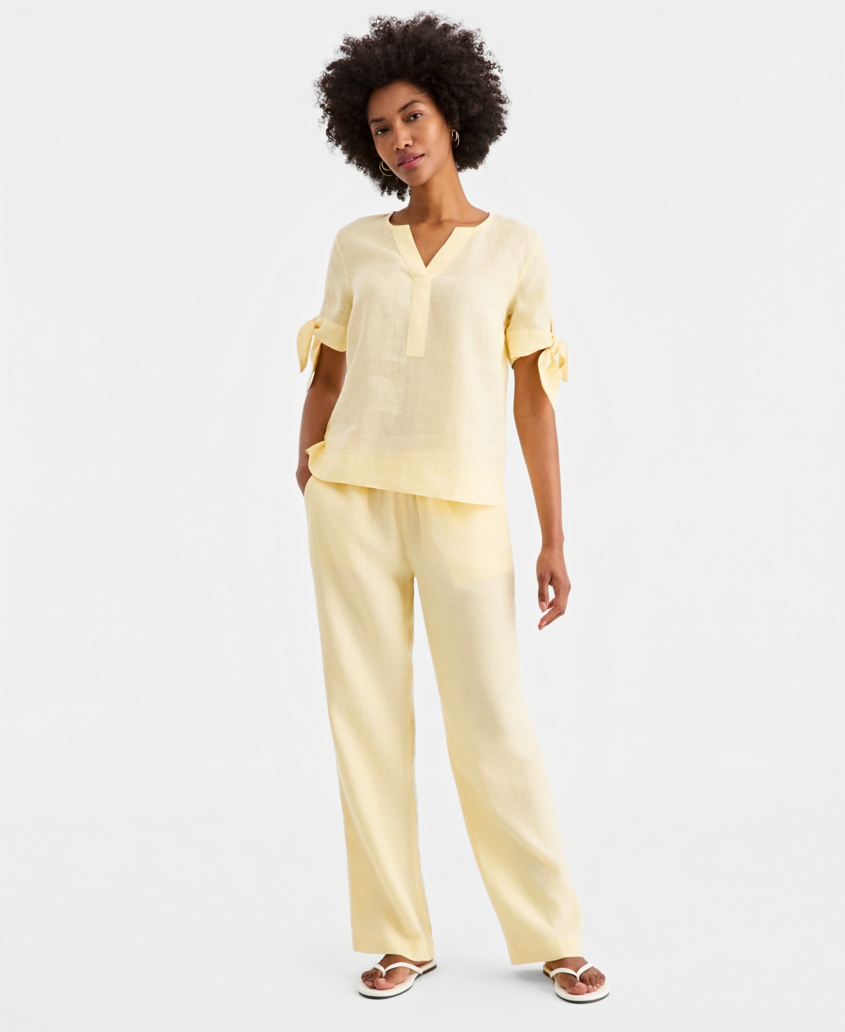 Click here for Charter Club Womens 100 Linen Drawstring Pants  Cr... prices