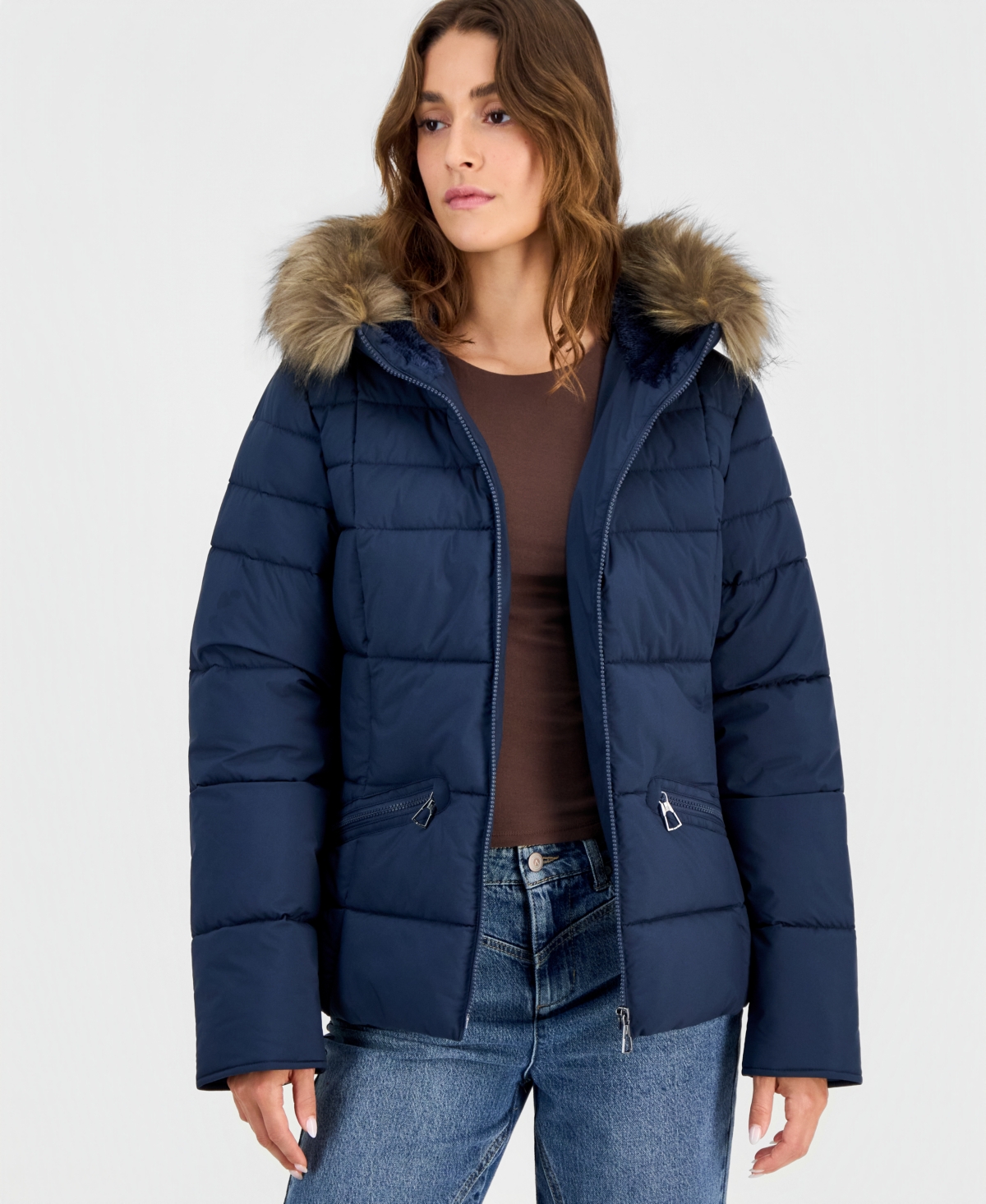 Click here for Maralyn & Me Juniors Faux-Fur-Trim Hooded Puffer C... prices