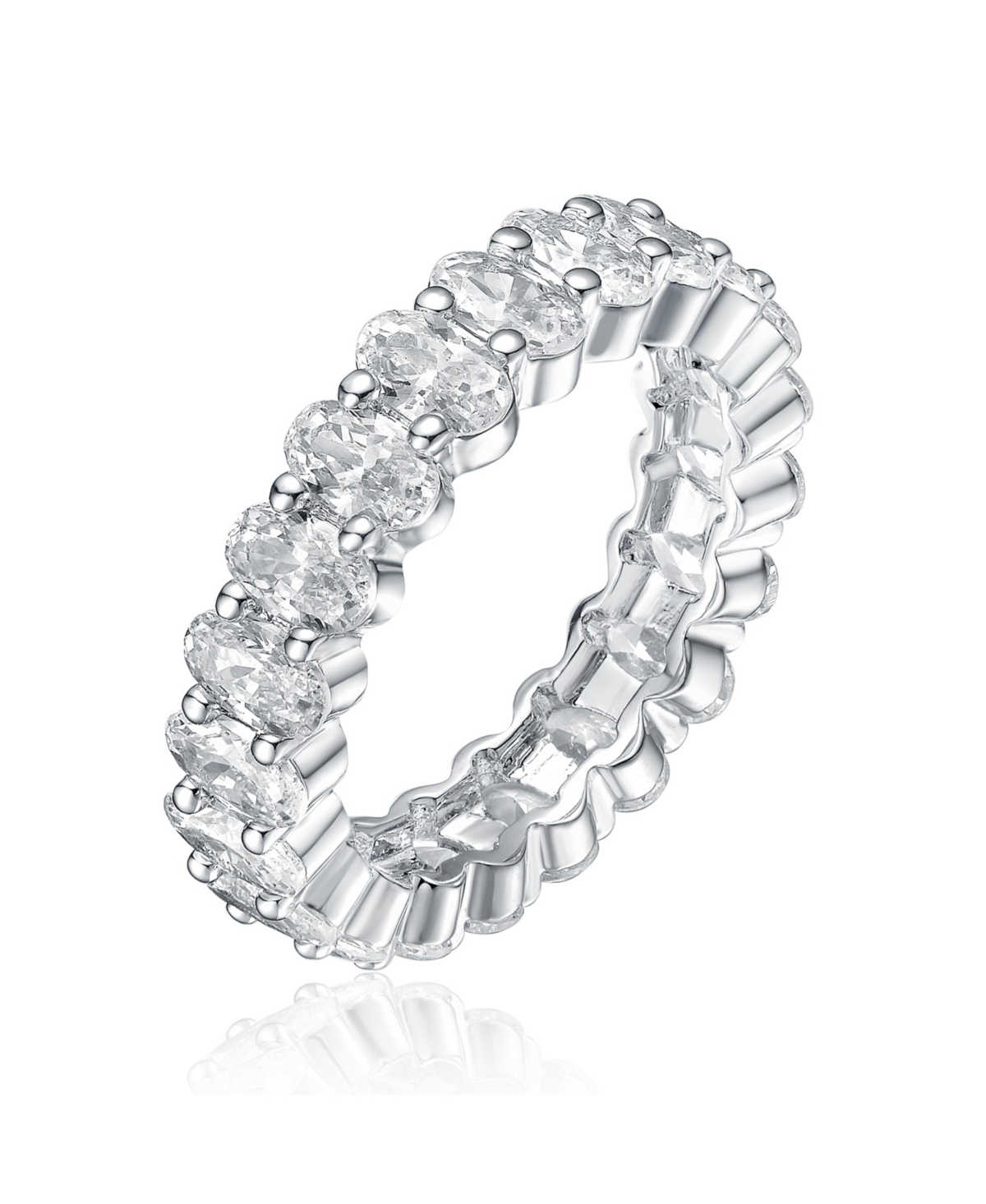 Click here for Ra White Gold Plated Oval Cubic Zirconia Band Ring... prices