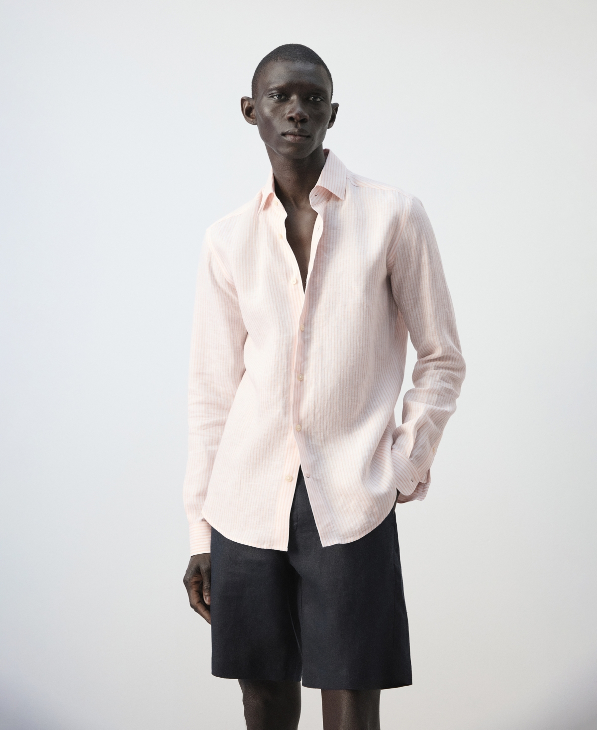 Click here for Mango Mens Striped Slim-Fit Shirt - Peach prices