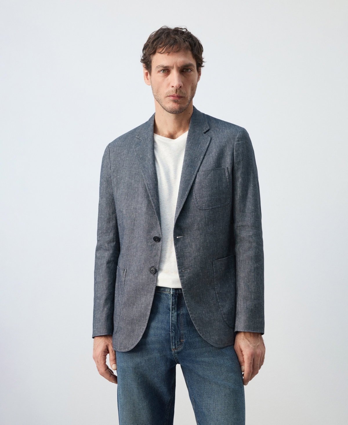 Click here for Mango Mens Slim Fit Linen Cotton-Blend Blazer - In... prices