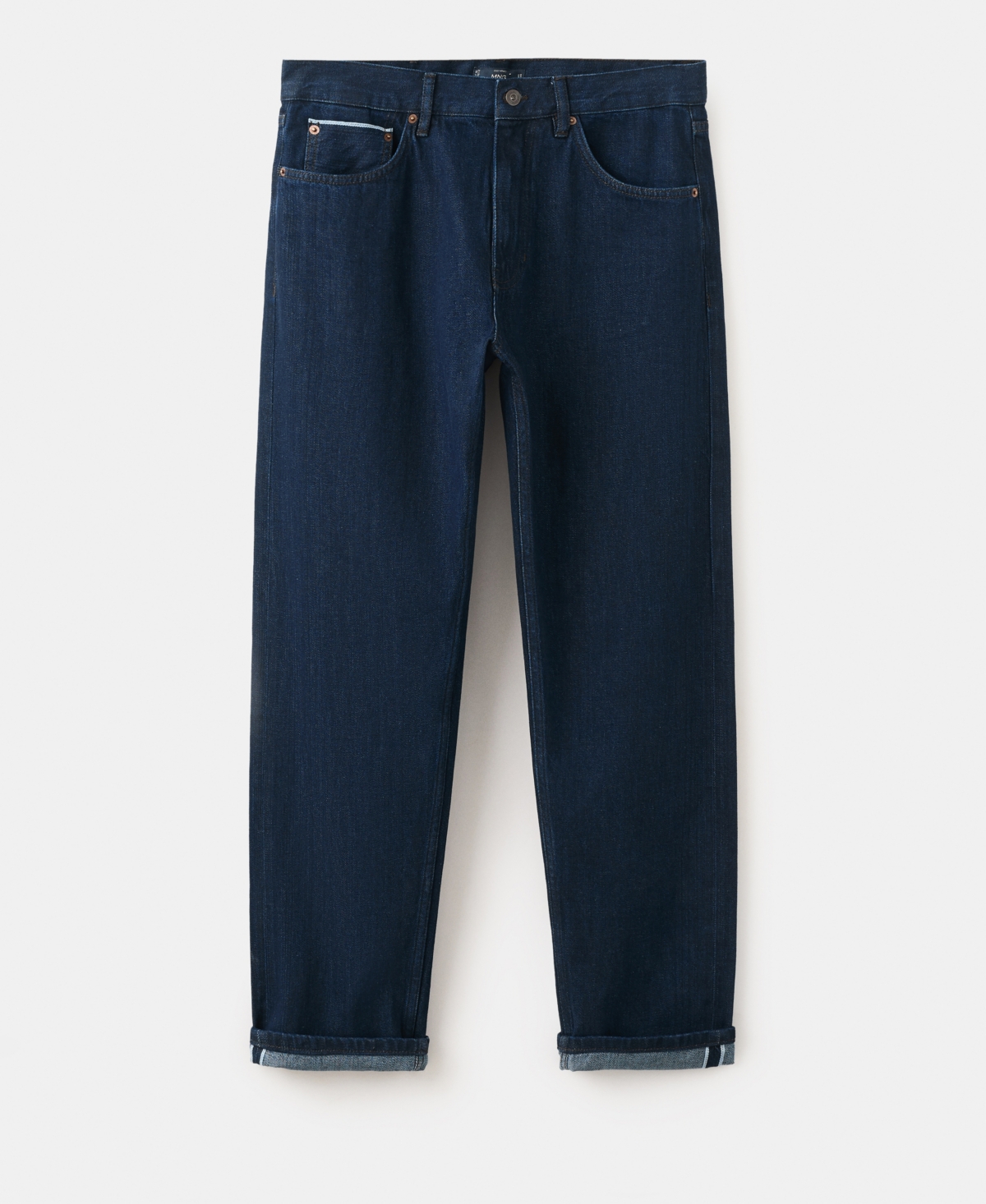 Click here for Mango Mens Regular-Fit Cropped Jeans - Open Blue prices
