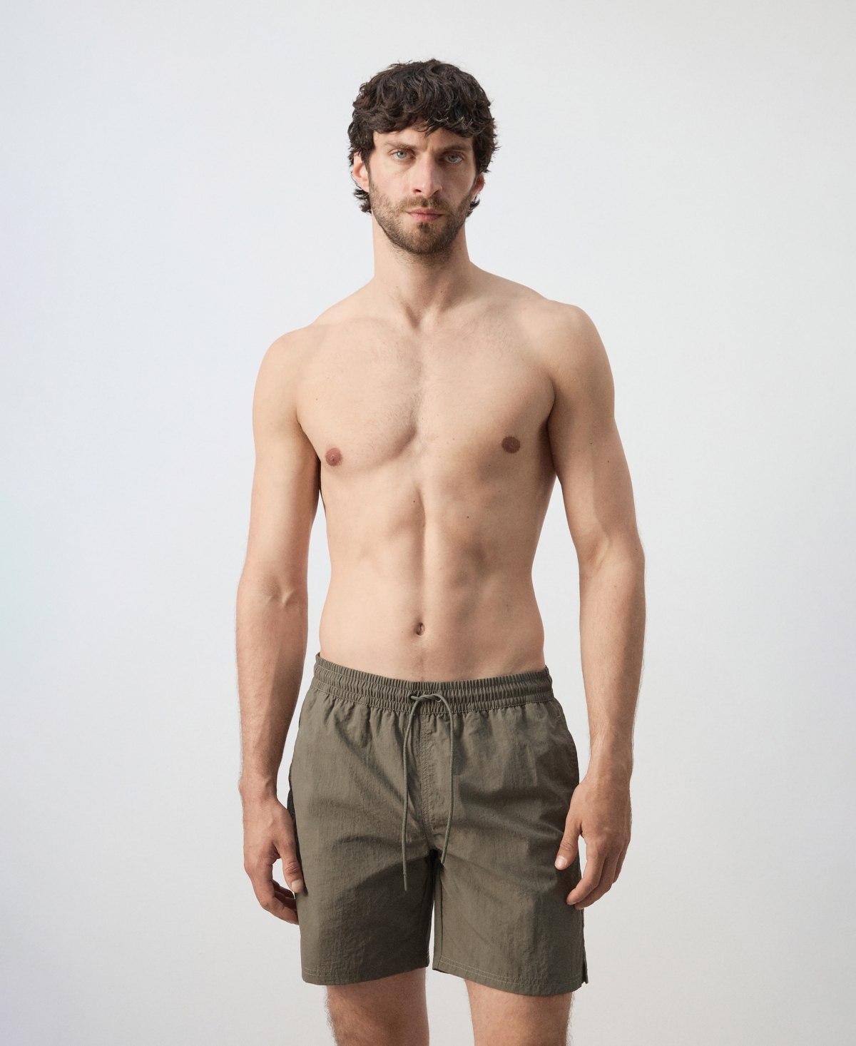 Click here for Mango Mens Basic Drawstring Swimsuit - Khaki prices