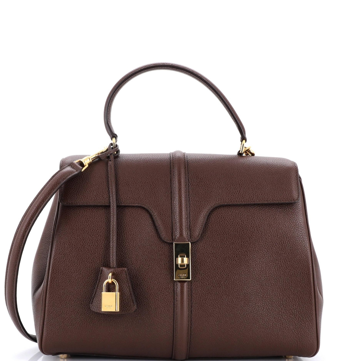Click here for Pre-Owned Celine Medium 16 Top Handle Bag Grained... prices
