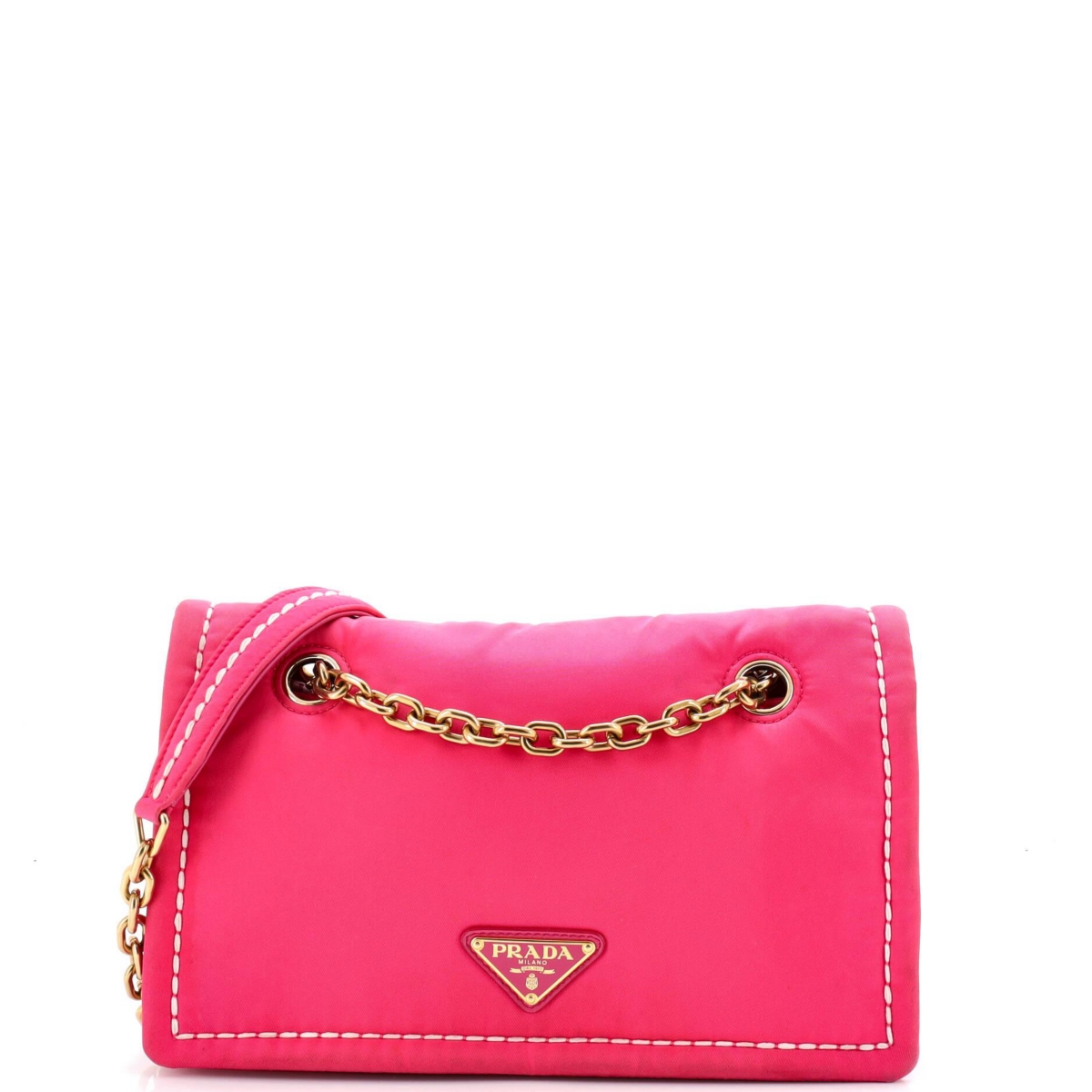Click here for Pre-Owned Prada Medium Padded Chain Flap Bag Tessu... prices
