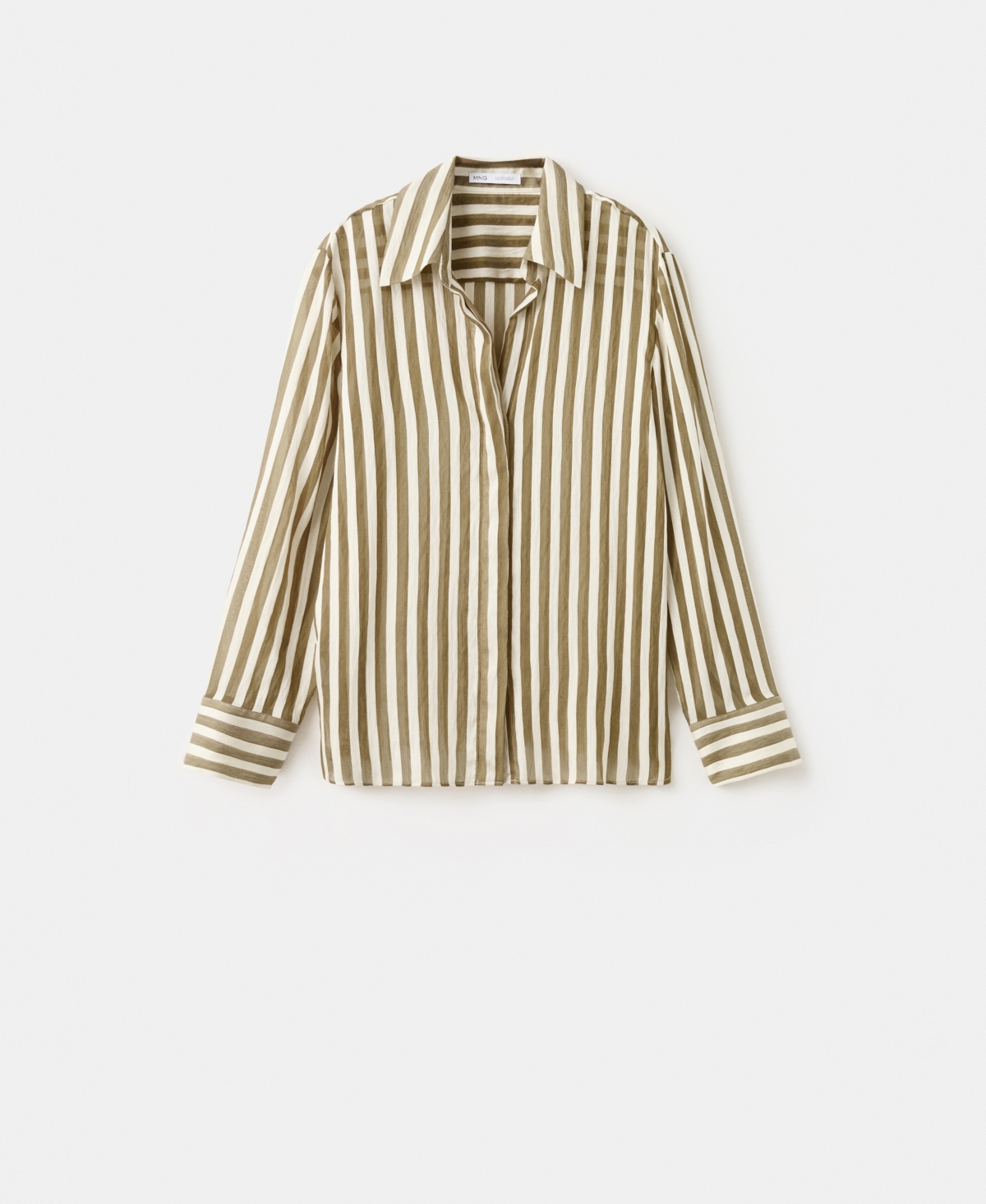 Click here for Mango Womens Semi-Transparent Striped Lyocell Shir... prices