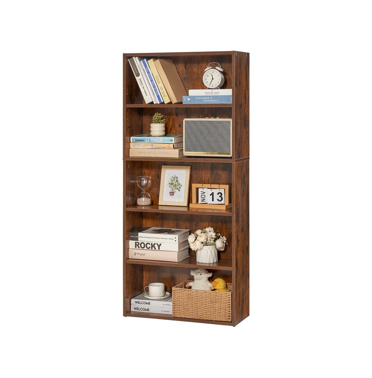 Click here for Sugift 5 Tier Narrow Bookshelf 53 in Wooden Open w... prices