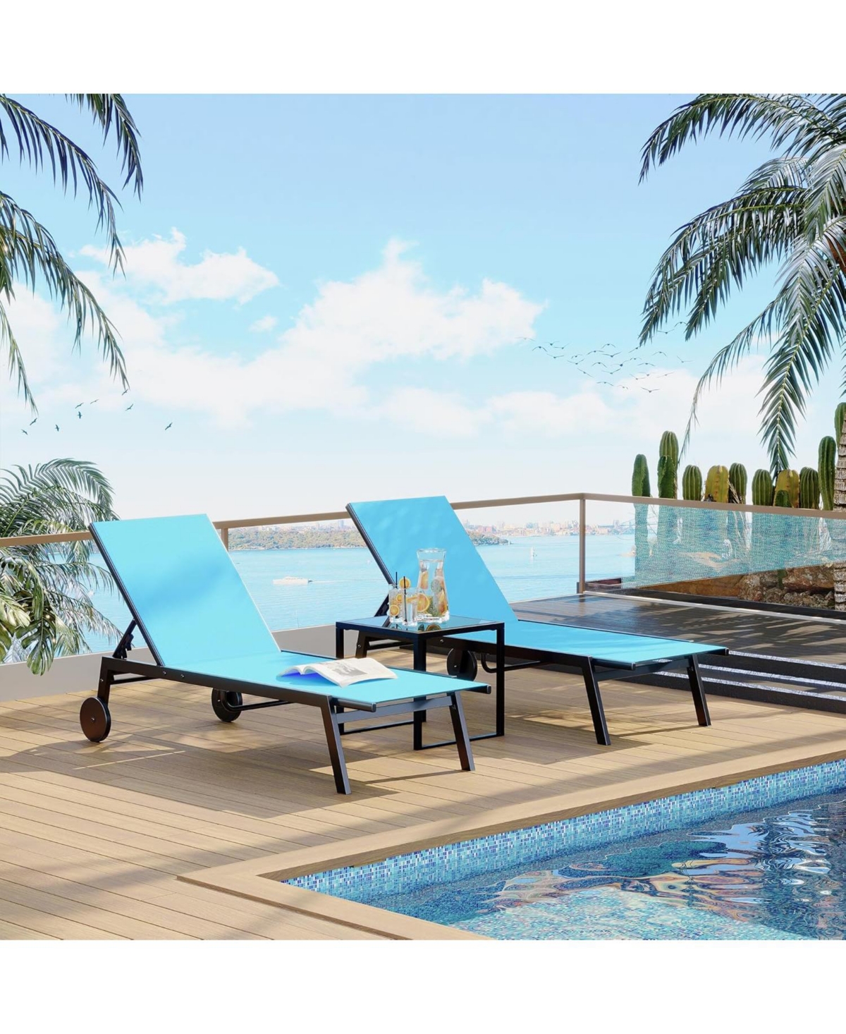 Click here for gaomon 3-Piece Outdoor Lounge Set  Metal Chaise Re... prices