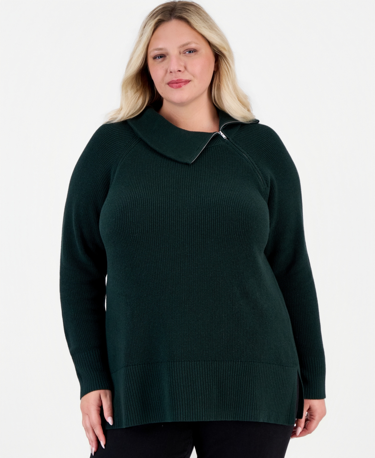 Click here for Style & Co Plus Size High-Neck Zip Sweater  Macys... prices
