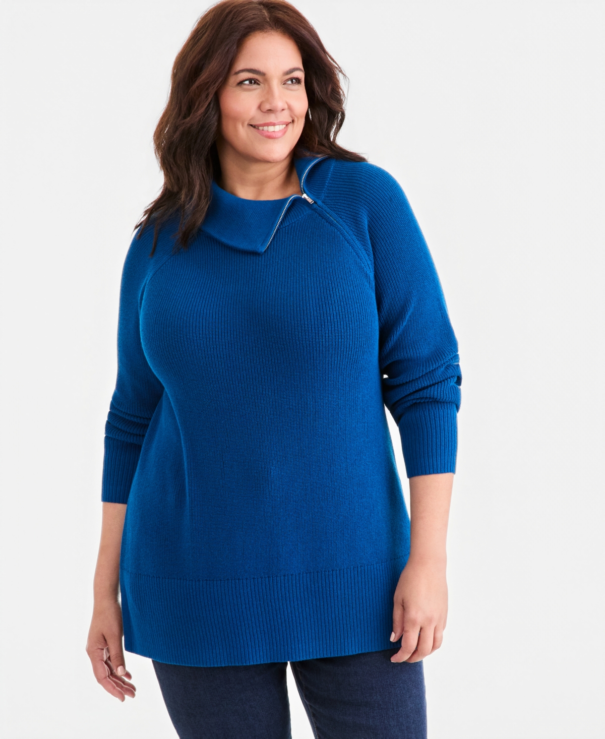 Click here for Style & Co Plus Size High-Neck Zip Sweater  Macys... prices