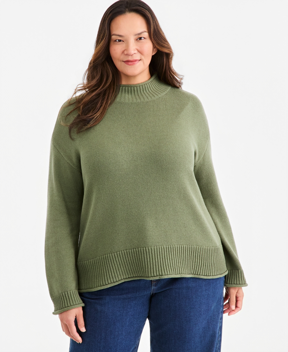 Click here for Style & Co Plus Size Ribbed Mock-Neck Sweater  Mac... prices