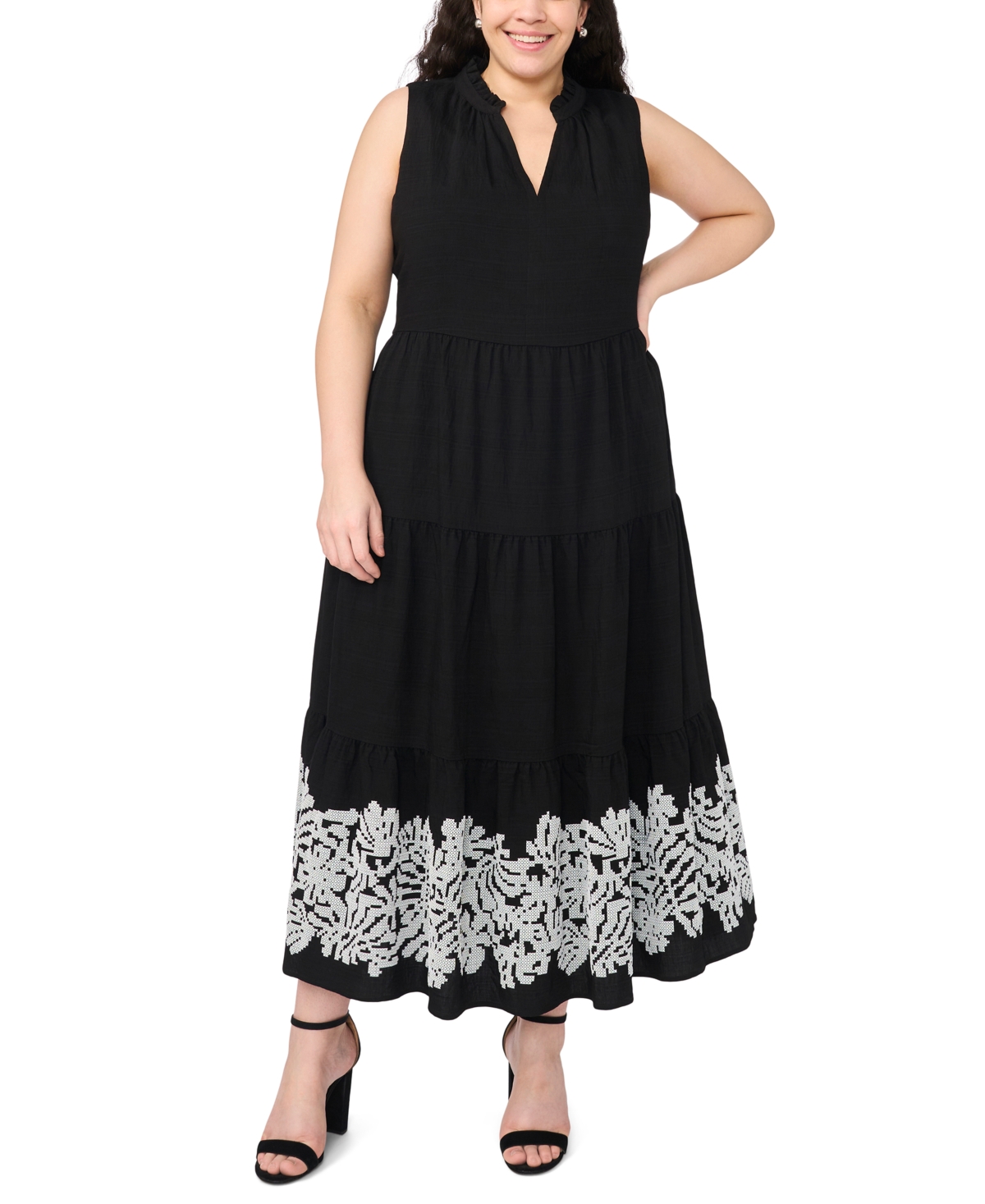 Click here for Msk Plus Size Split Crewneck Sleeveless Tiered Max... prices