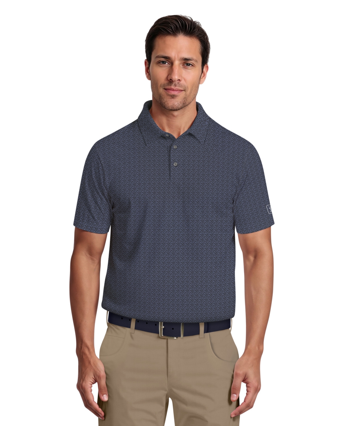 Click here for Pga Tour Mens Golf Flag Geo Print Polo Shirt - Pea... prices