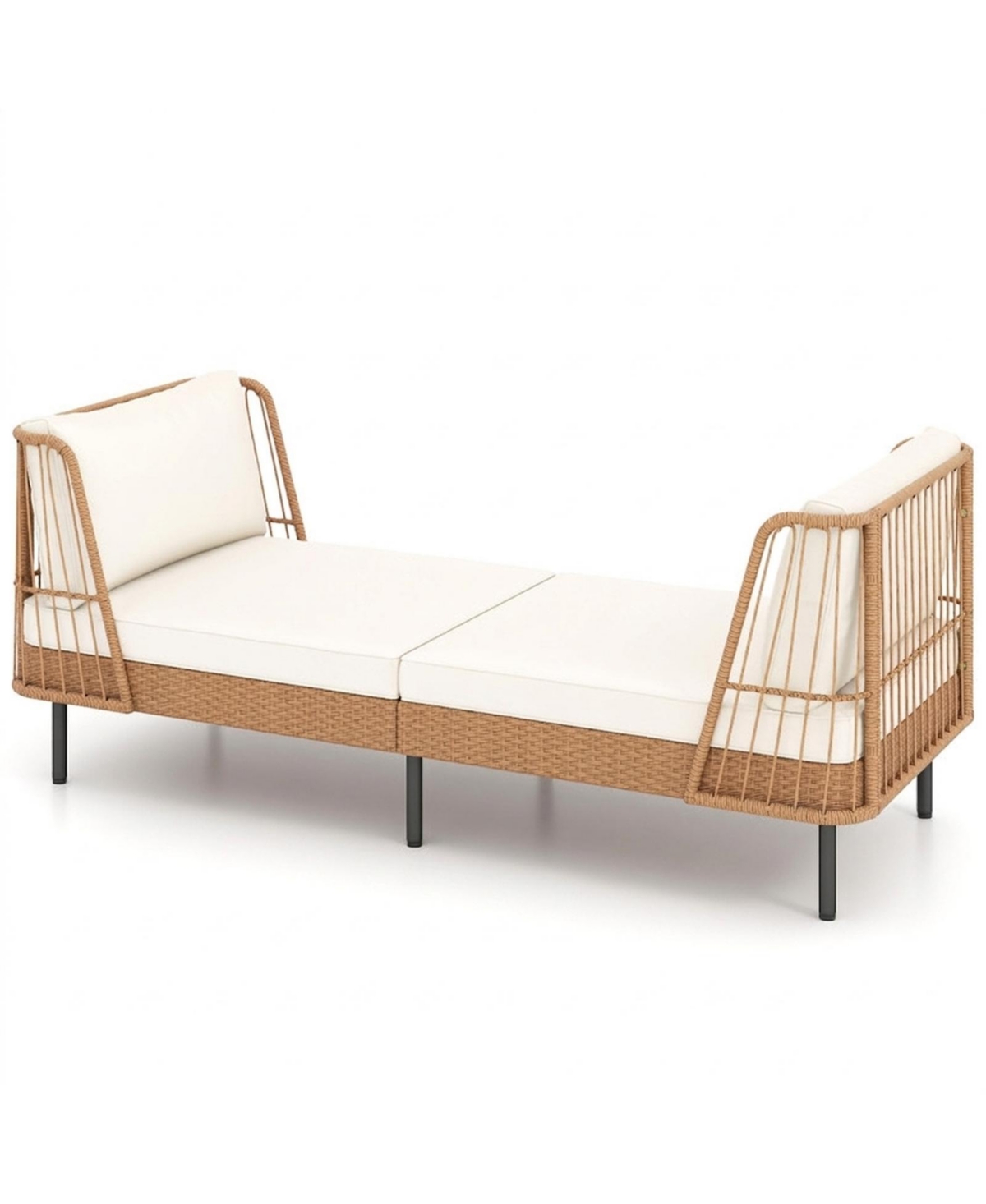 Click here for Sugift Outdoor Wicker Daybed Boho Rattan Loveseat... prices