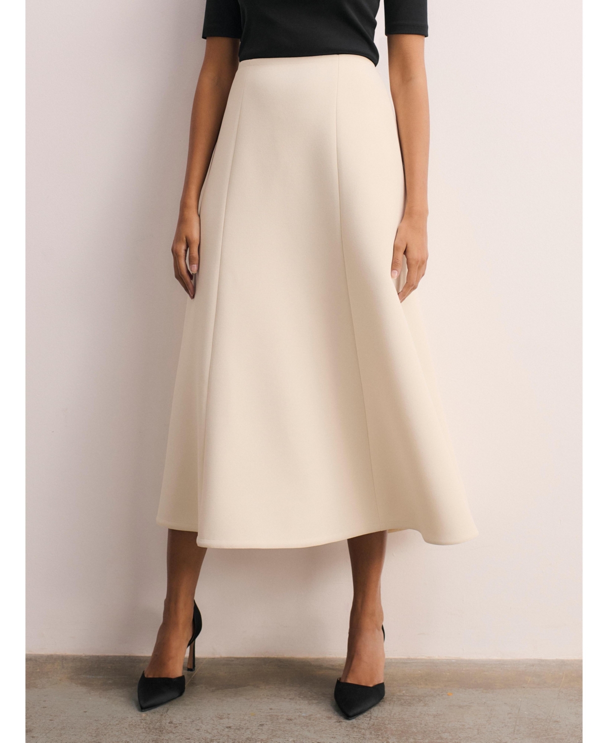 Click here for The Fold Womens Ellingham High Waisted A-Line Midi... prices