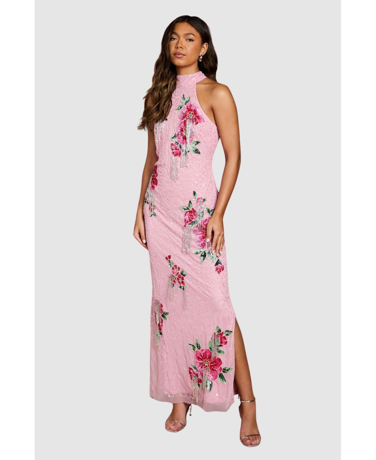 Click here for Coast Womens High Neck Floral Sequin Maxi Dress -... prices